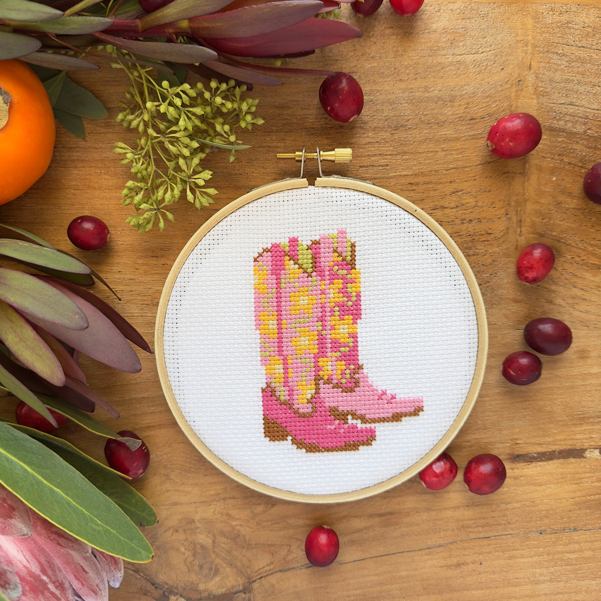 Counted Cross Stitch Kit | Cowgirl Boots | The Stranded Stitch