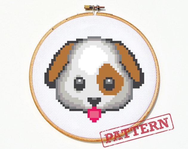 Dog Emoji | Cross Stitch Pattern PDF | The Stranded Stitch